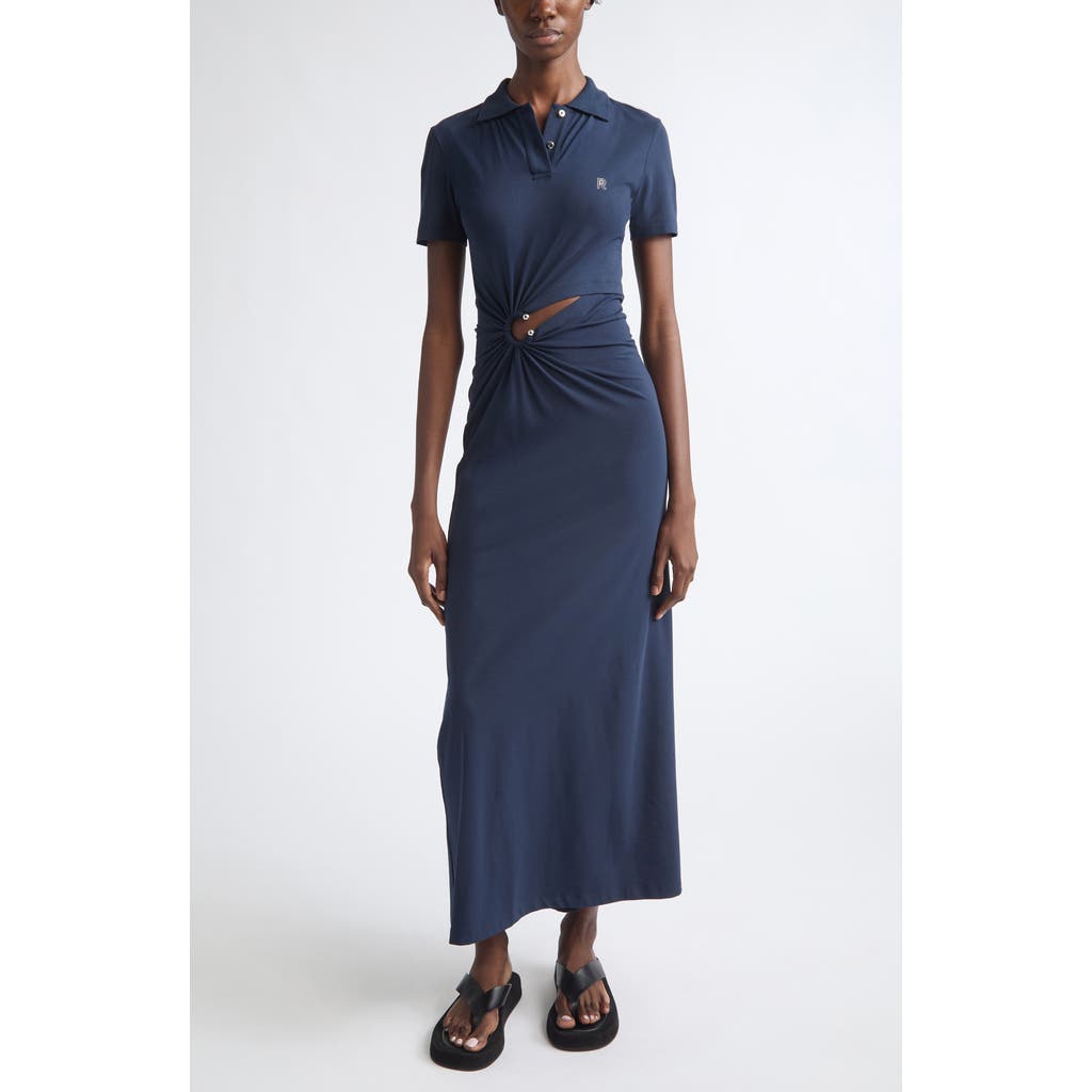 PACO RABANNE Rabanne Piercing Cotton Jersey Maxi Polo Dress
